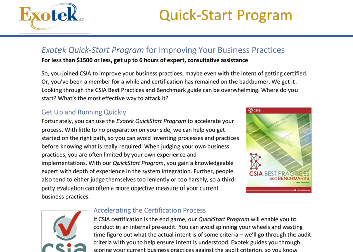 QuickStart Program for Improving Your Business Practices (PDF) - Exotek