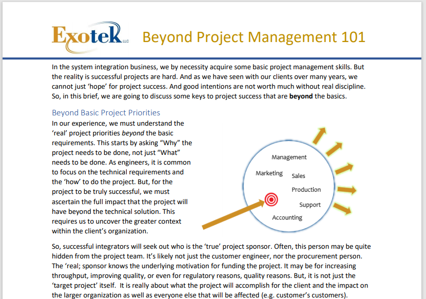 Beyond Project Management 101 (PDF) - Exotek