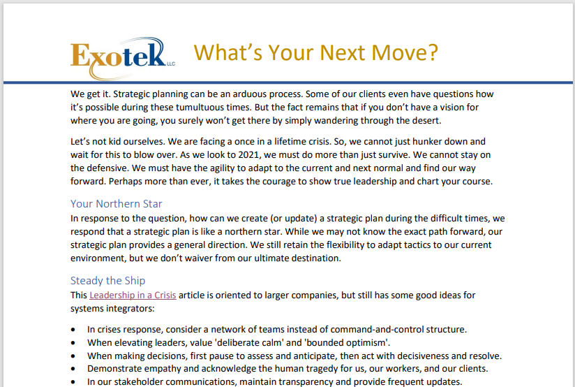 What Is Your Next Move (PDF) - Exotek