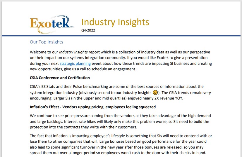 Industry Insights (2022 Q4) - Subscription | Exotek